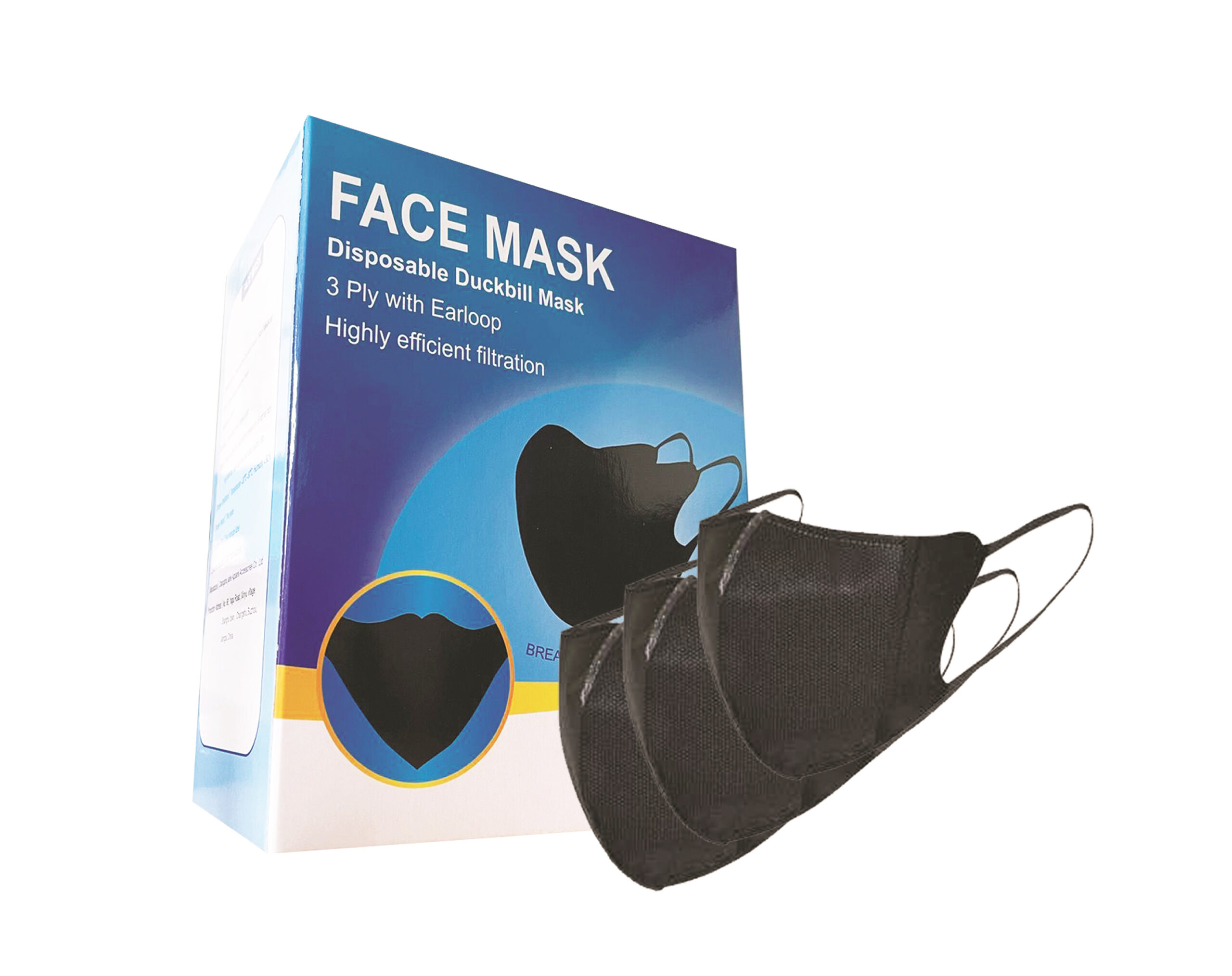 Disposable Duckbill Mask - Black 50PCS - MediSafe Sanitizer