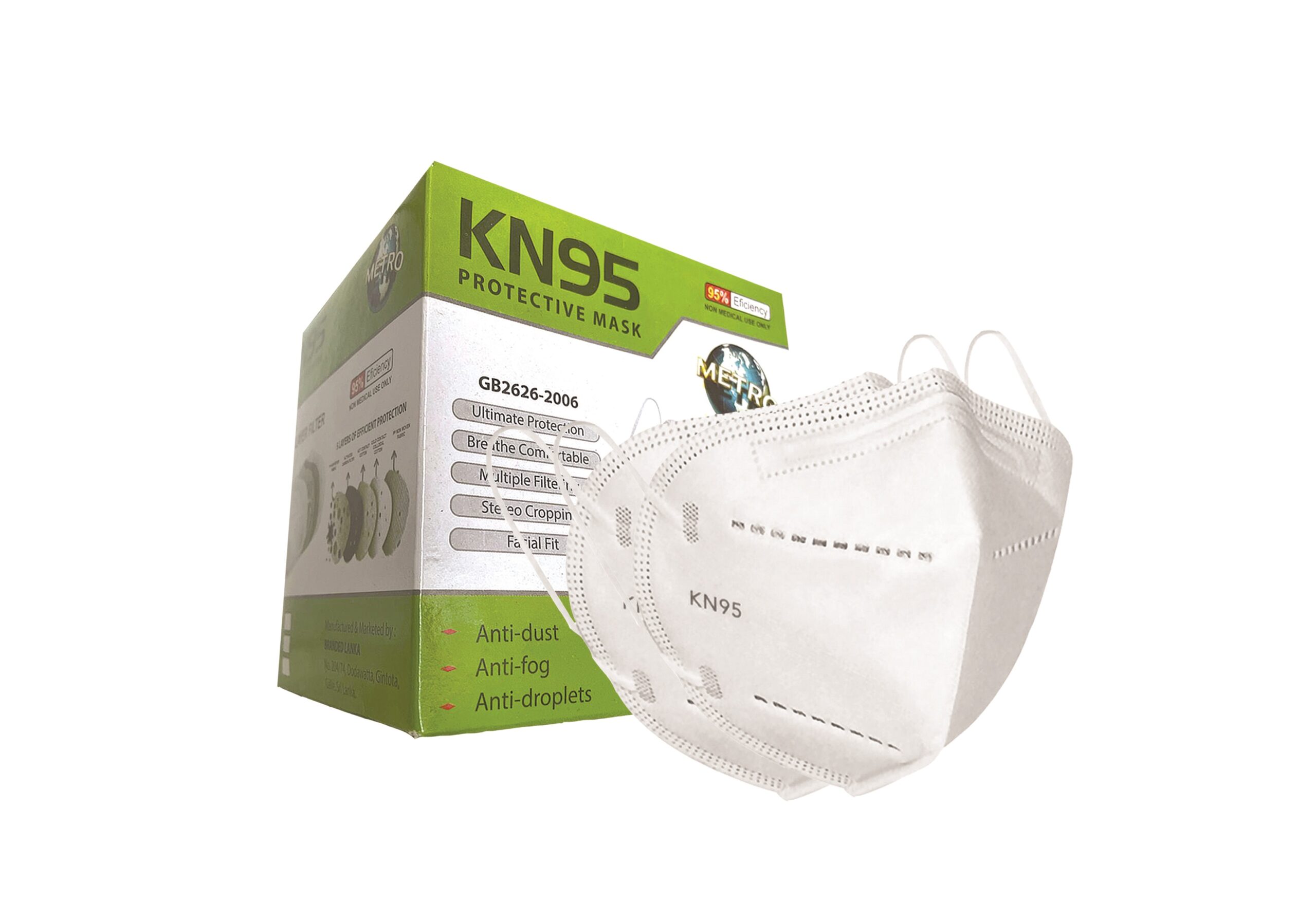 Metro Face Mask KN95 - White 25PCS - MediSafe Sanitizer